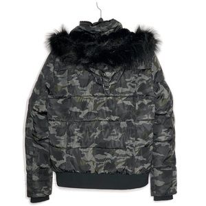 NOIZE Jackets & Coats | Noize Camo Quilted Removable Hoodie Bomber ...